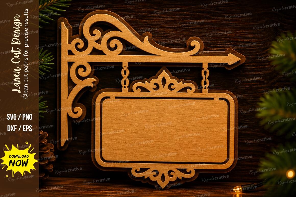 Hanging Vintage Sign Laser Cut Svg · Creative Fabrica
