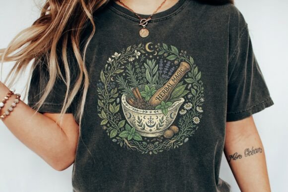 Herbal Magic Mortar Pestle Design Graphic by gregoraciiart · Creative ...