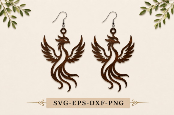 Phoenix Earring SVG,Laser Cut Files · Creative Fabrica