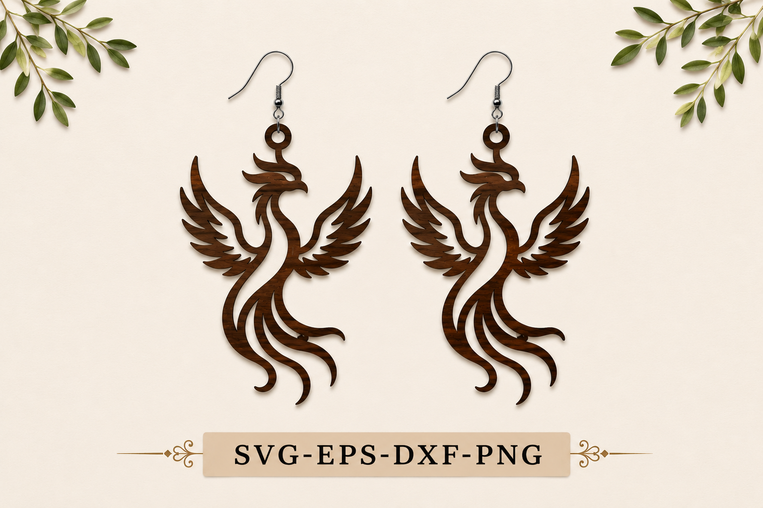 Phoenix Earring SVG,Laser Cut Files · Creative Fabrica