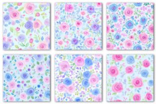 Seamless Pink Blue Rose Floral Pattern Graphic by Precision Patterns ...