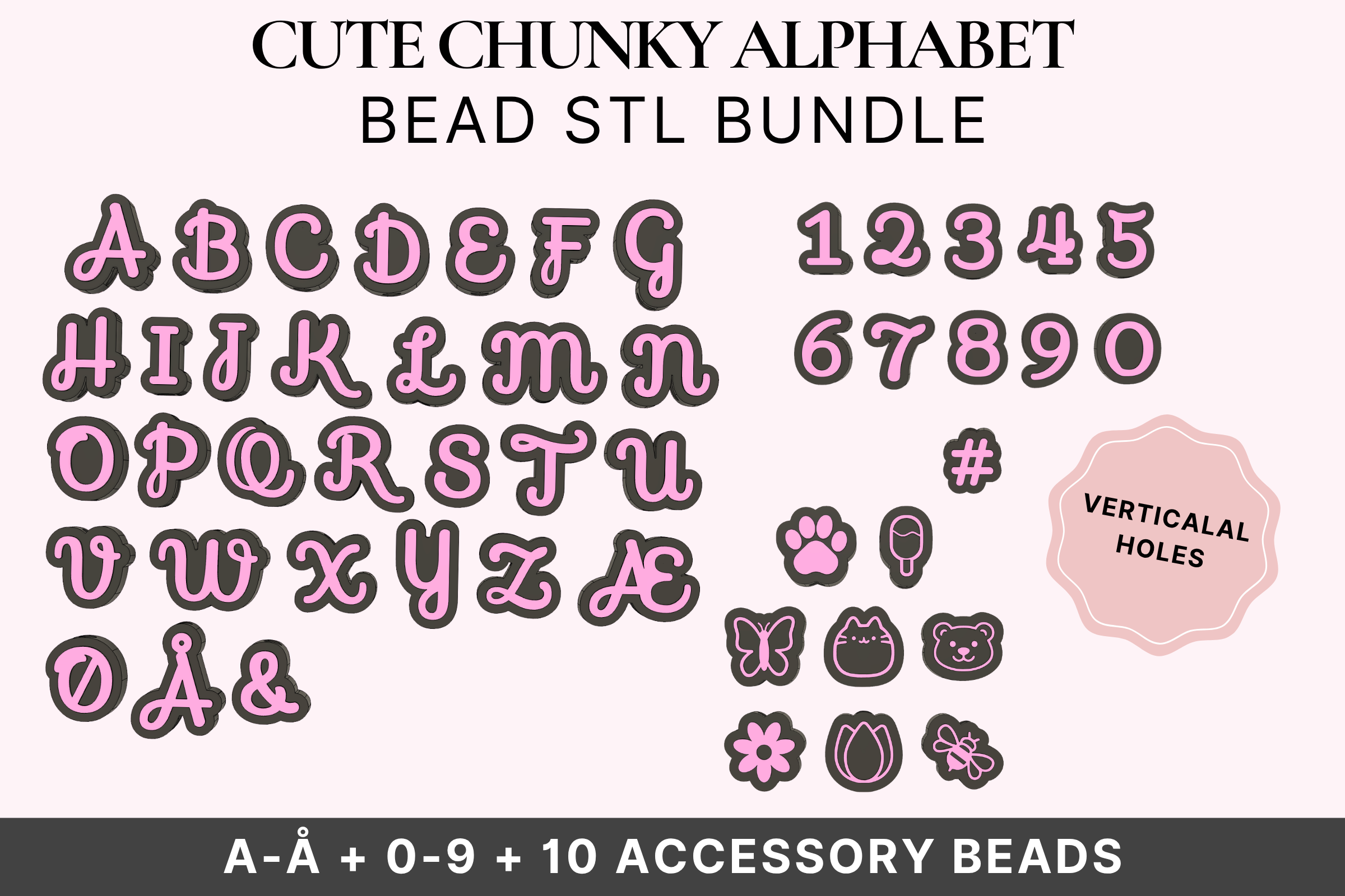 Soft Script Alphabet Bead STL Bundle · Creative Fabrica
