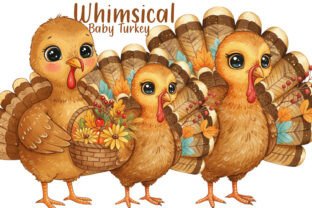 Whimsical Baby Turkey Watercolor Clipart Graphic by forest.moon29 ...