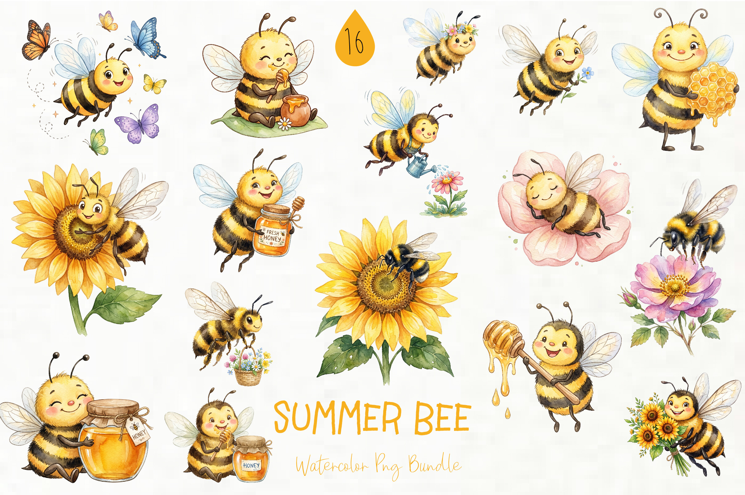 Whimsical Summer Bee Clipart Graphic by Smart Dream Shop · Creative Fabrica