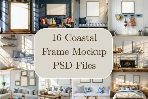 16 Coastal Wood Frame Mockup Bundle Graphic by Mockups Of Imaginations ...
