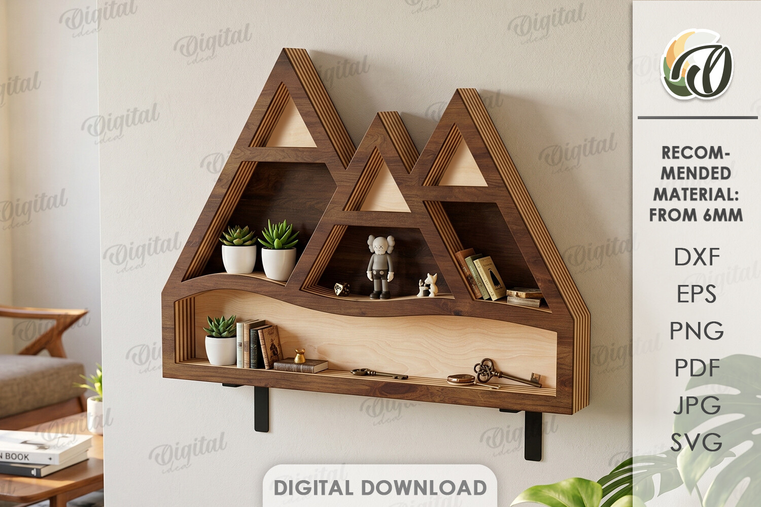 3D Wall Shelf Laser Cut · Creative Fabrica