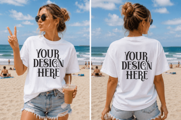 Bella Canvas 3001Y Beach T-Shirt Mockup Graphic by Real POD Mockups ...