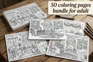 Cozy Autumn Cottage Living Room Coloring Graphic by Lasercut_pro ...