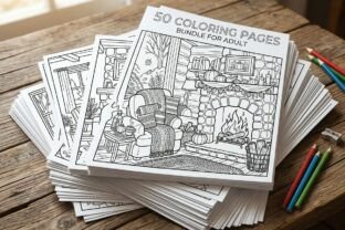 Cozy Autumn Cottage Living Room Coloring Graphic by Lasercut_pro ...