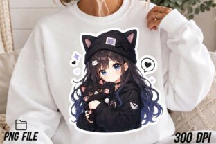 Cute Anime Girl Sticker PNG Sublimation Graphic by PrintExpert ...
