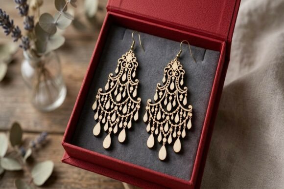 Elegant Filigree Chandelier Earring · Creative Fabrica