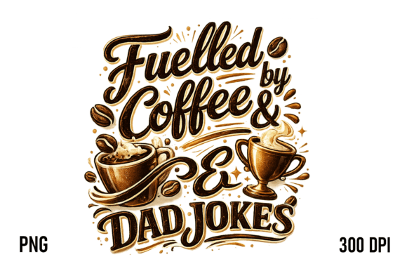 Fueled by Coffee Dad Jokes Graphic by SaraahCraft · Creative Fabrica