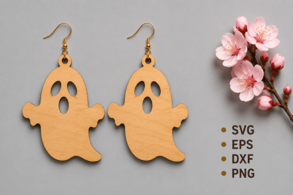 Halloween Ghost Laser Cut Earrings SVG · Creative Fabrica