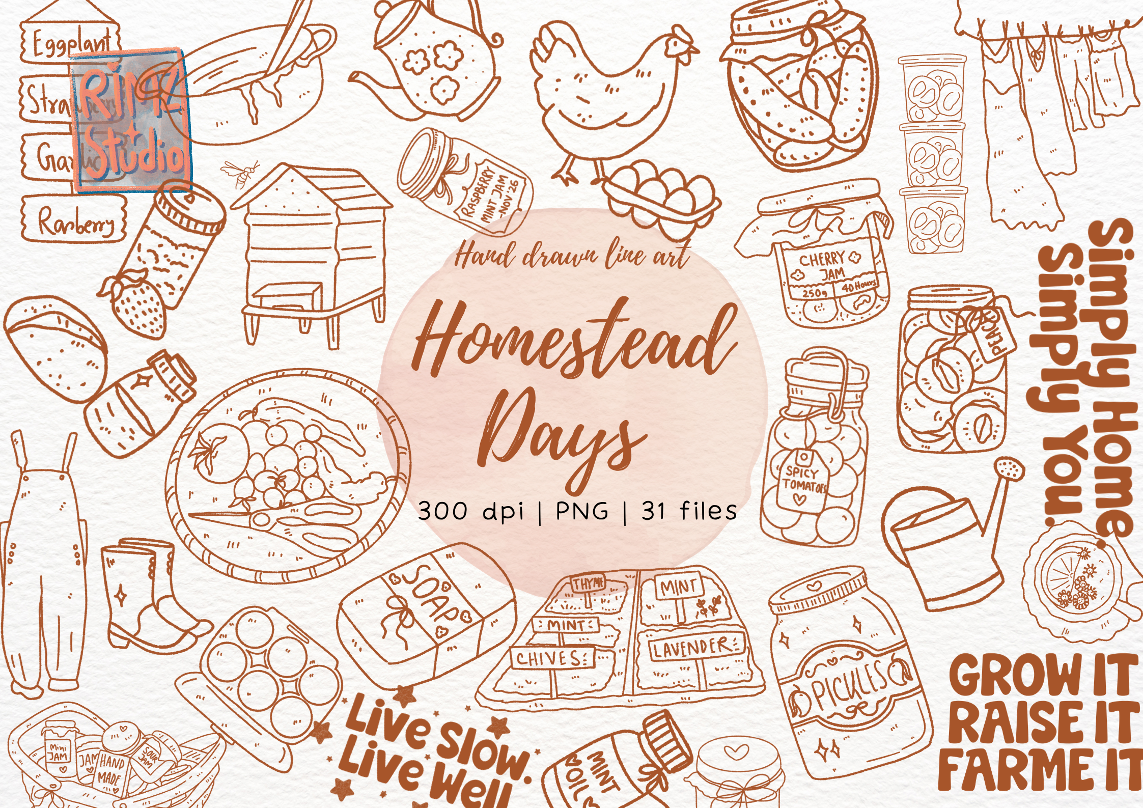 Homestead Hand Drawn Clipart Bundle PNG Graphic by RimzStudio ...