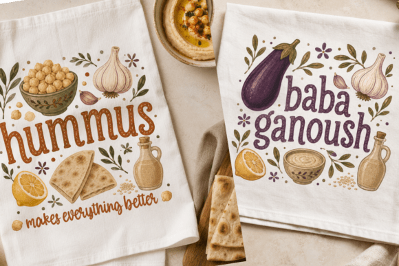 Hummus & Baba Ganoush Clipart Graphic by KB ClipArts · Creative Fabrica