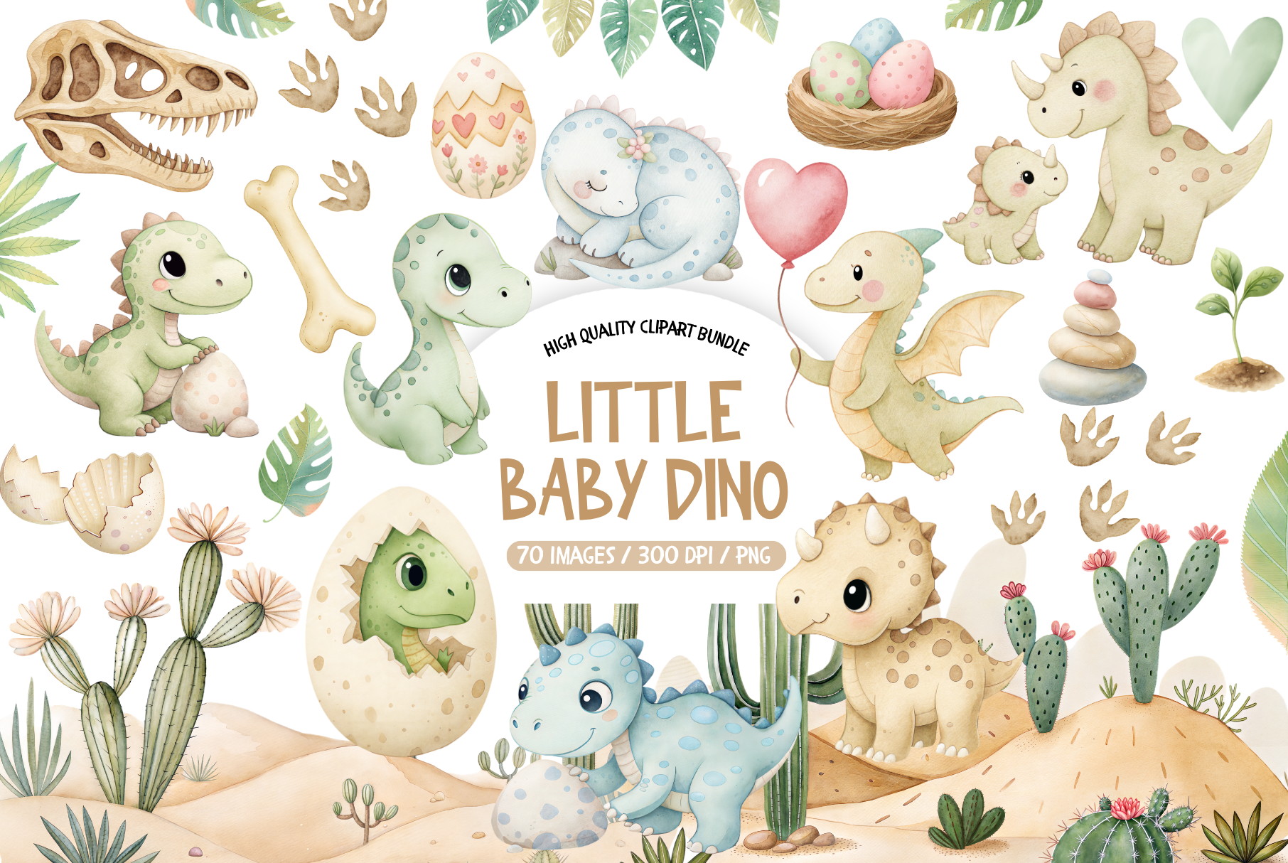 Little Baby Dino Clipart Bundle Graphic by TatiMockups · Creative Fabrica