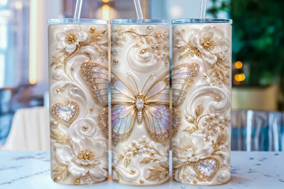 Luxury Butterfly Floral Tumbler Wrap PNG Graphic by iRobinIslam ...