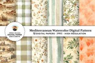 Mediterranean Watercolor Digital Pattern Graphic by sagorarts ...
