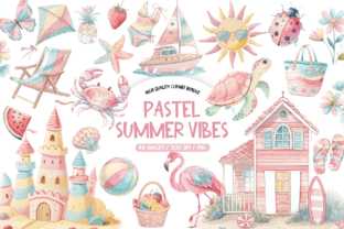 Pastel Summer Vibes Clipart Bundle Graphic by TatiMockups · Creative ...
