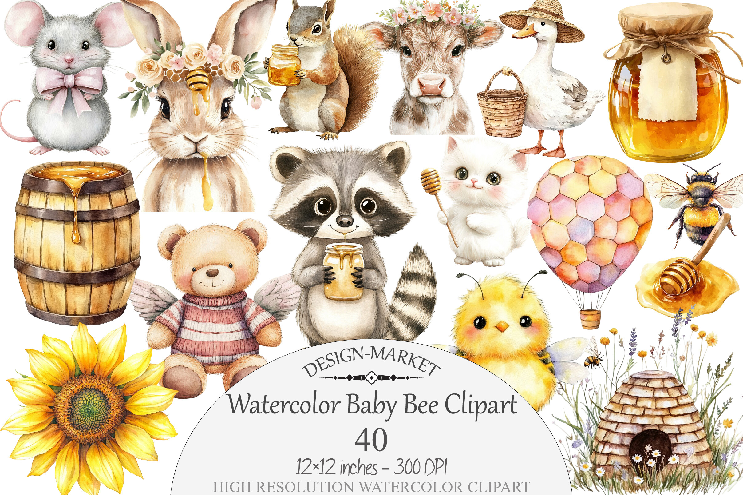 Watercolor Baby Bee Clipart Graphic by Design Market · Creative Fabrica