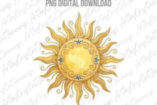 Watercolor Celestial Gold Sun PNG Graphic by ArtbyCrystalJennings ...