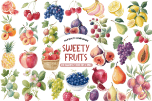 Watercolor Sweety Fruits Clipart Bundle Graphic by TatiMockups ...