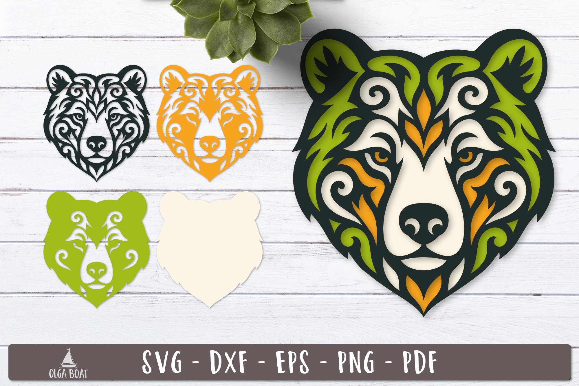 3d Tribal Bear Head SVG Layered Design · Creative Fabrica