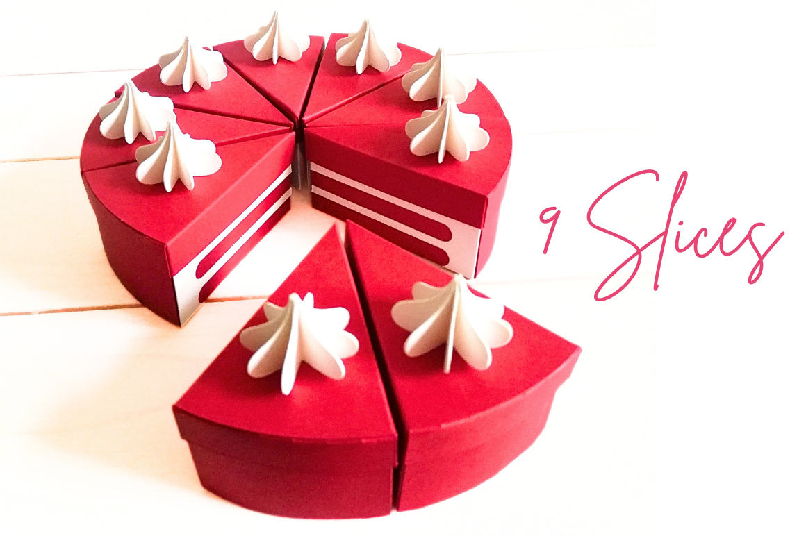 9 Slices - Cake Box Template & Meringue · Creative Fabrica