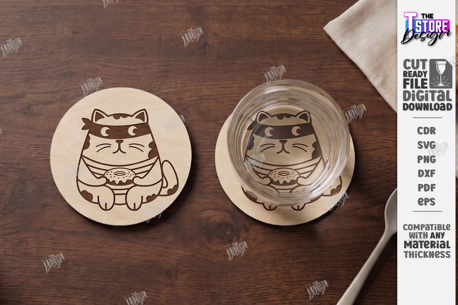 Cat Coaster Laser Cut | Funny Kitty SVG · Creative Fabrica