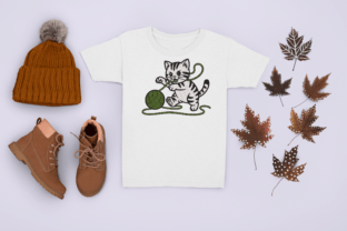 Cute Cat Playing Embroidery Design · Creative Fabrica