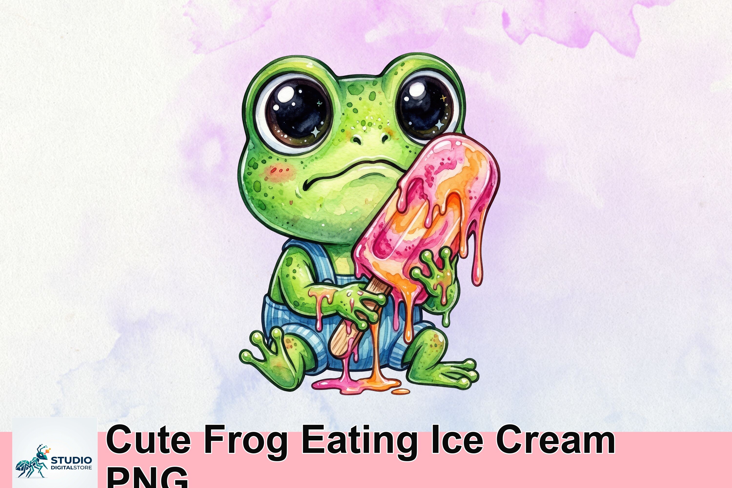 Cute Frog Eating Ice Cream PNG Graphic by StudioDigitalStore · Creative ...
