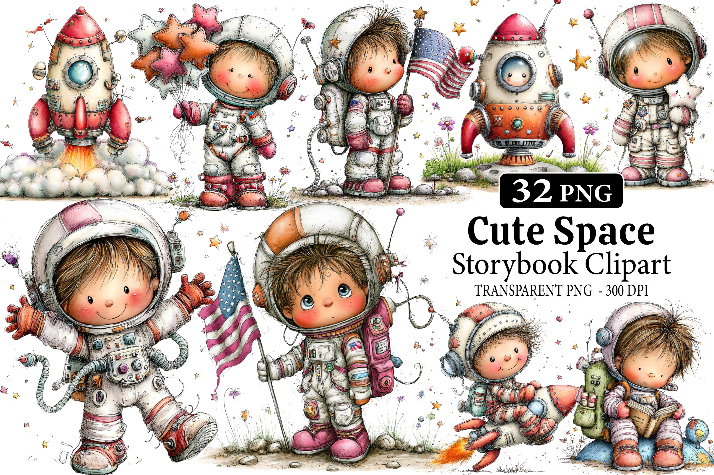 Cute Space Storybook PNG Clipart Graphic by KIDS ZONE · Creative Fabrica