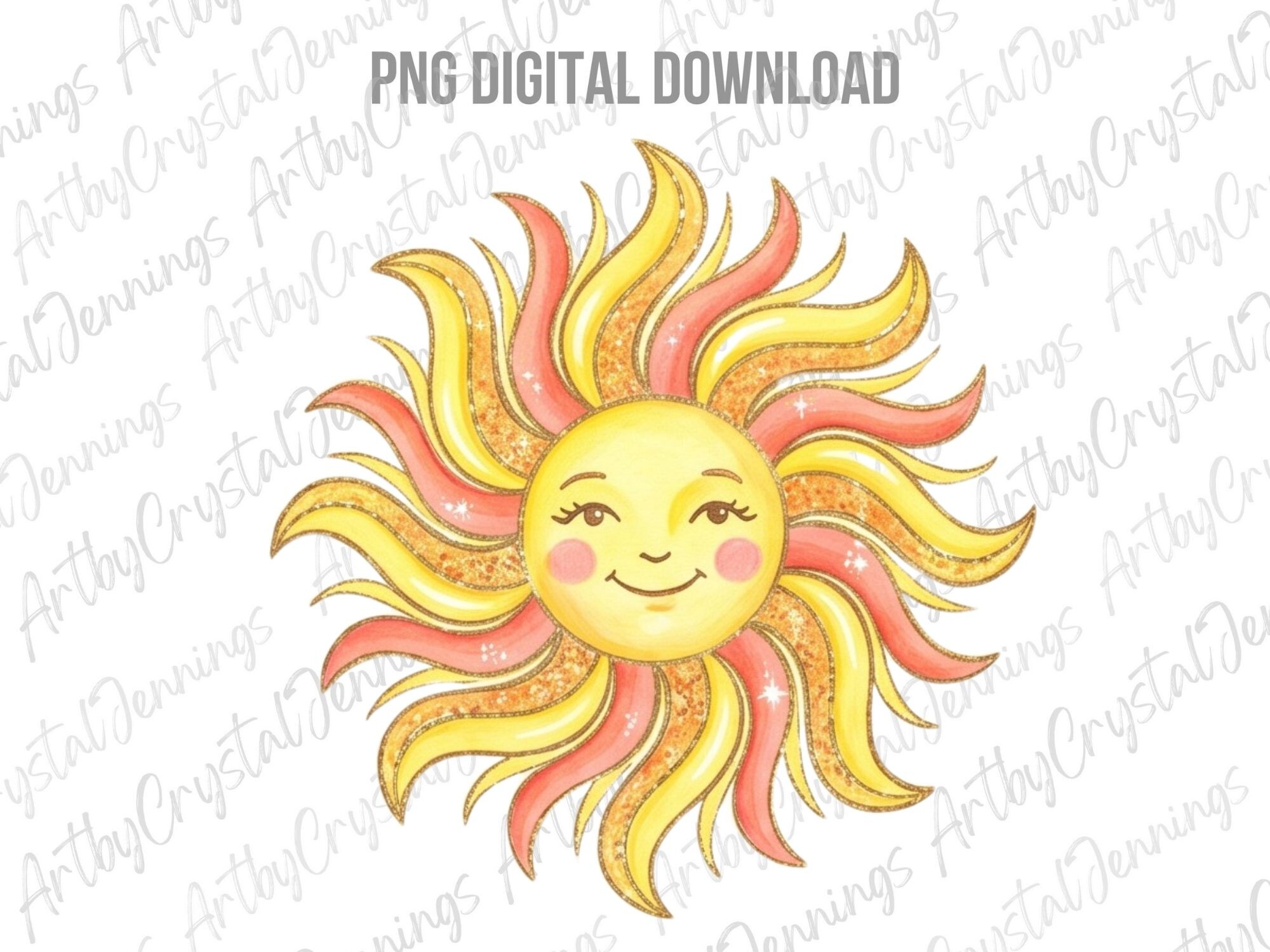 Cute Watercolor Glitter Sun PNG Graphic by ArtbyCrystalJennings ...