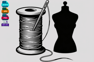 Sewing Spool and Mannequin Silhouette Graphic by Creative Ullash ...