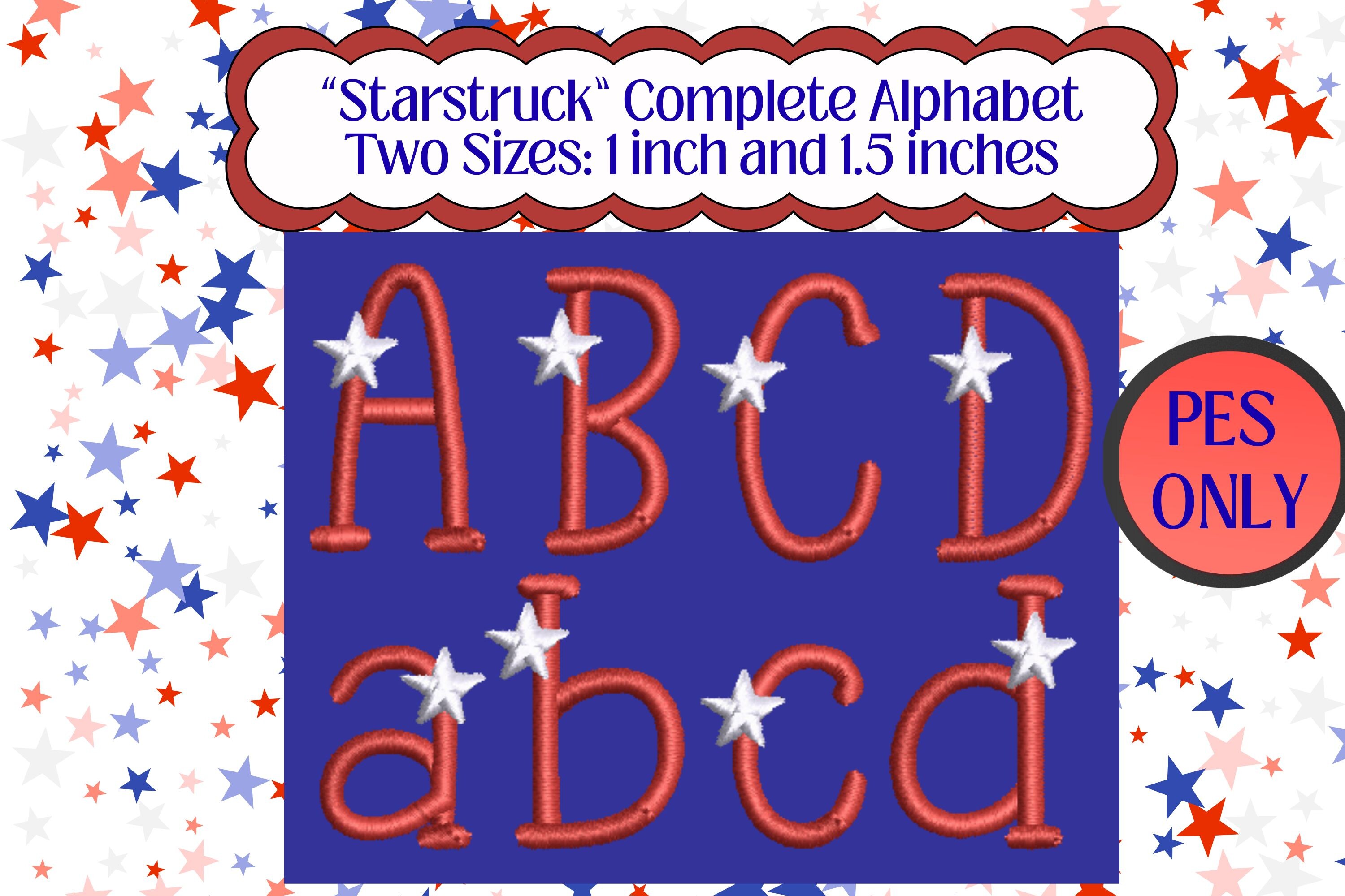 Star Struck Embroidered Alphabet-PES · Creative Fabrica