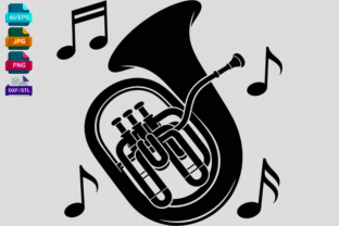 Tuba Silhouette SVG Music Notes Vector Graphic by Creative Ullash ...