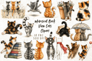 Whimsical Back View Cats Clipart Graphic by Yassou Bouhad · Creative ...