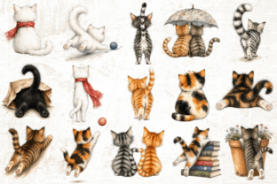 Whimsical Back View Cats Clipart Graphic by Yassou Bouhad · Creative ...