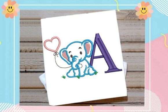 V Letter Cute Elephant Decor · Creative Fabrica