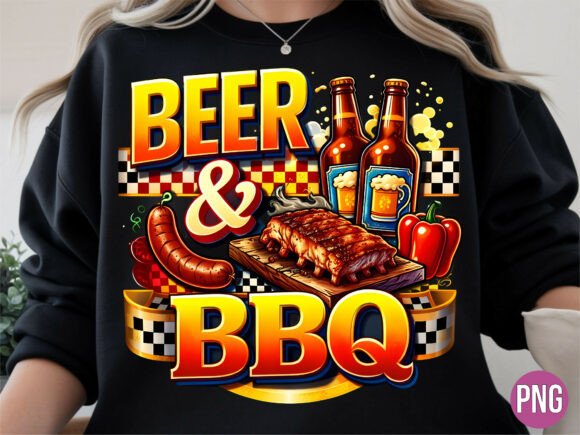 1 Beer And Bbq Ribs Designs & Graphics