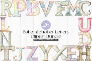 Boho Alphabet Letters Clipart Bundle Graphic by Dreamy Cliparts ...
