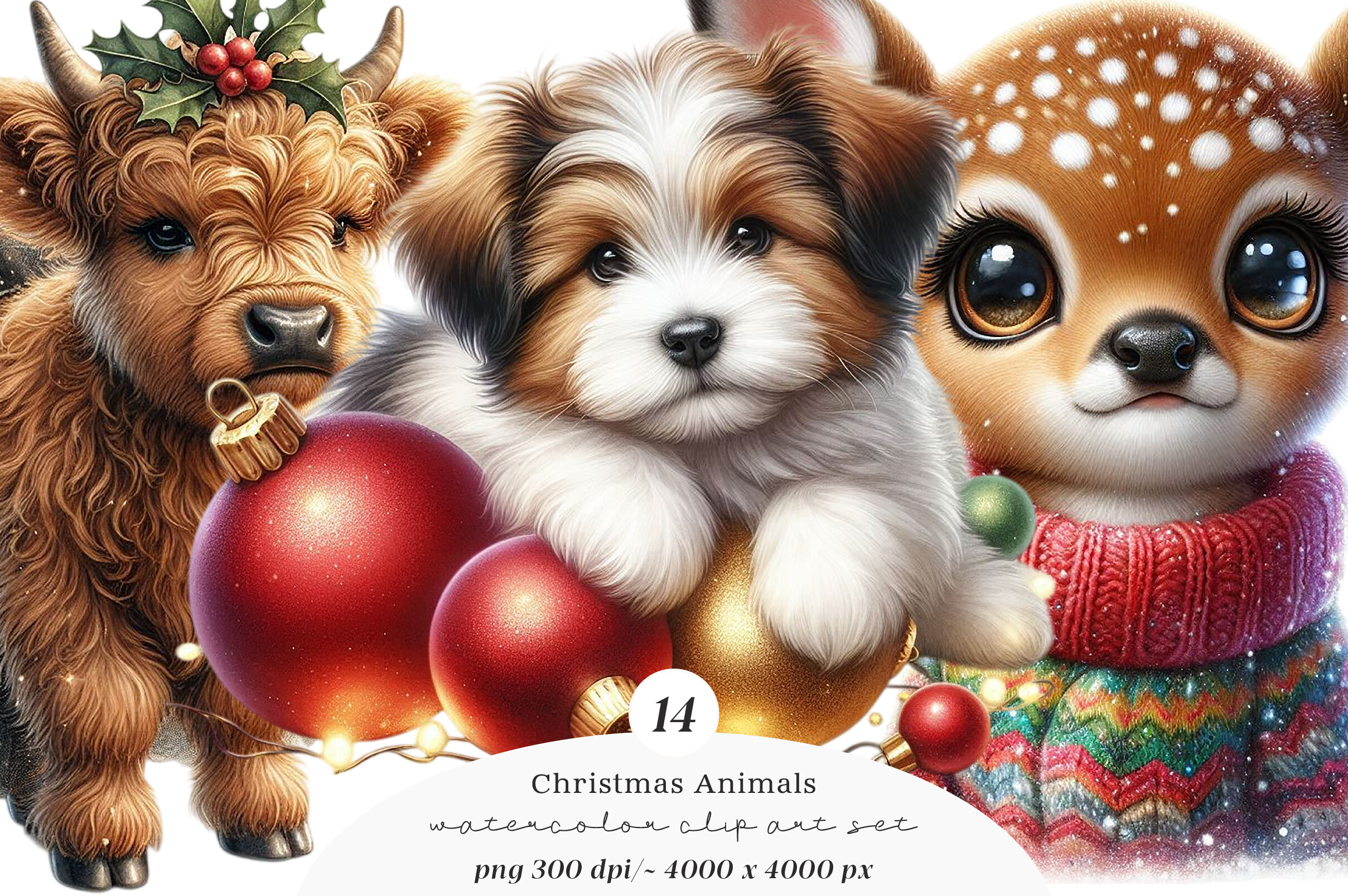 Christmas Animals Clipart Bundle Graphic by SinaCreation · Creative Fabrica