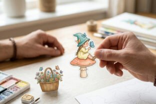 Cute Meadow Gnome Girl Stickers Graphic by mbaknike · Creative Fabrica