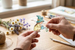 Cute Meadow Gnome Girl Stickers Graphic by mbaknike · Creative Fabrica