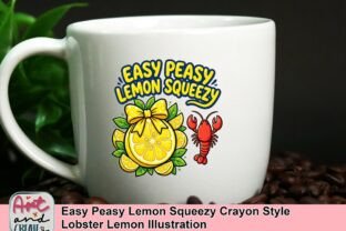 Easy Peasy Lemon Squeezy Crayon Style Lobster Lemon Illustration ...