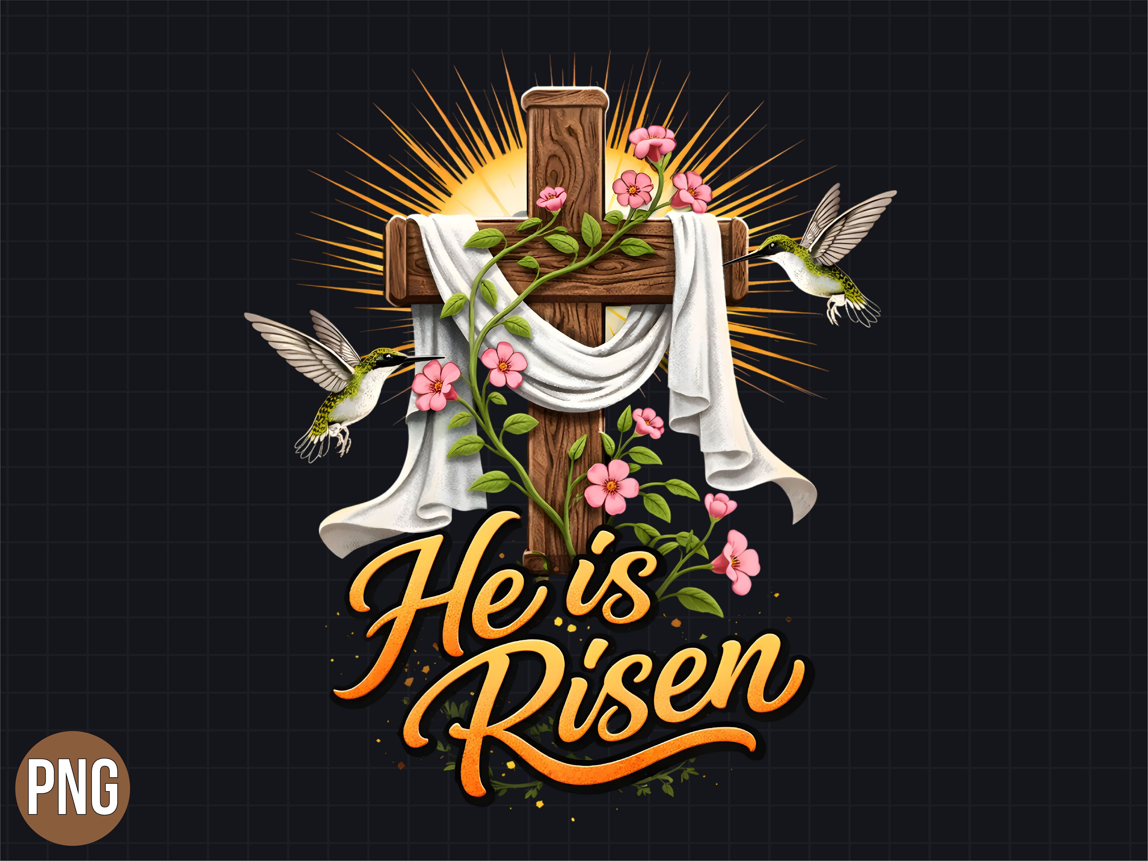 He is Risen Christian Easter Cross PNG Graphic by Moo Prints · Creative ...