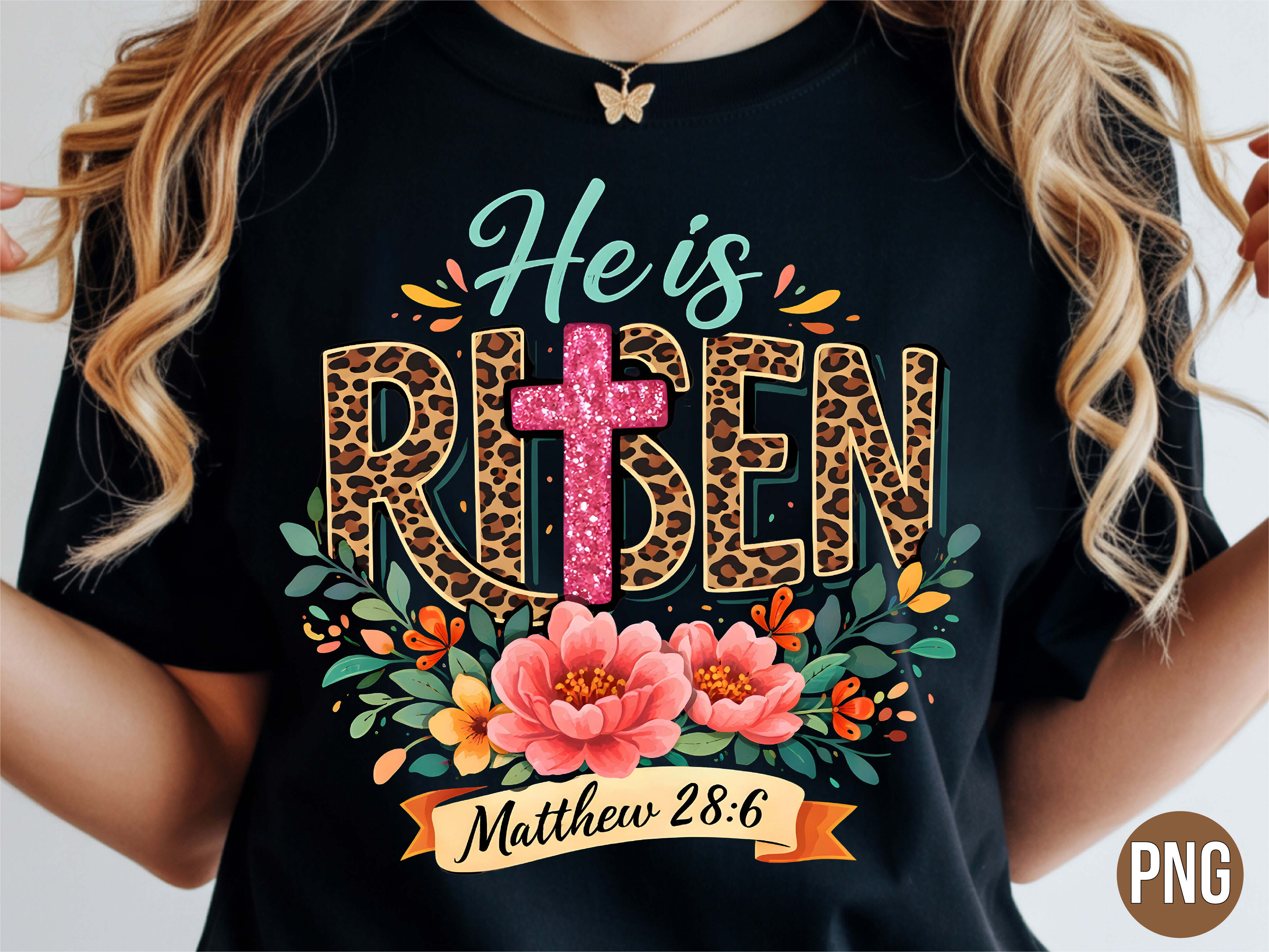 He is Risen Easter Christian Floral PNG Graphic by Moo Prints ...