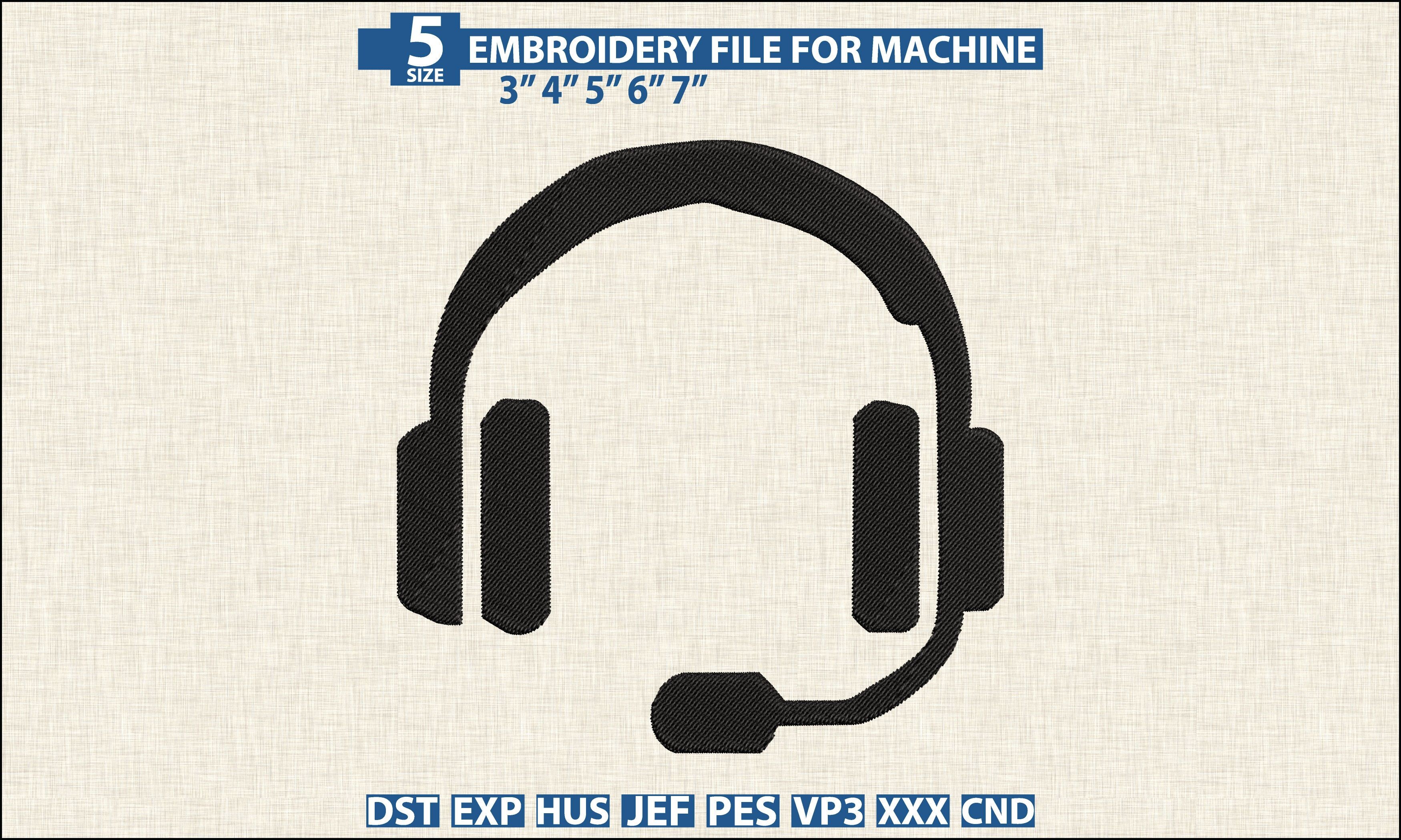 Headset Machine Embroidery DST PES Files · Creative Fabrica