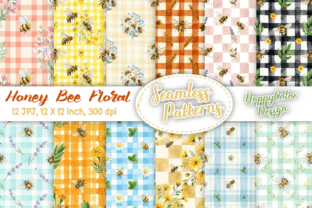 Honey Bee Floral Seamless Patterns Graphic by HappyColor Design ...