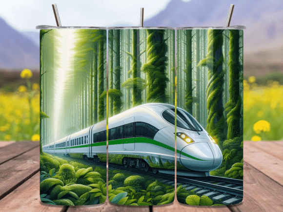 4 Modern High Speed Train Forest Scene Wrap Designs & Graphics